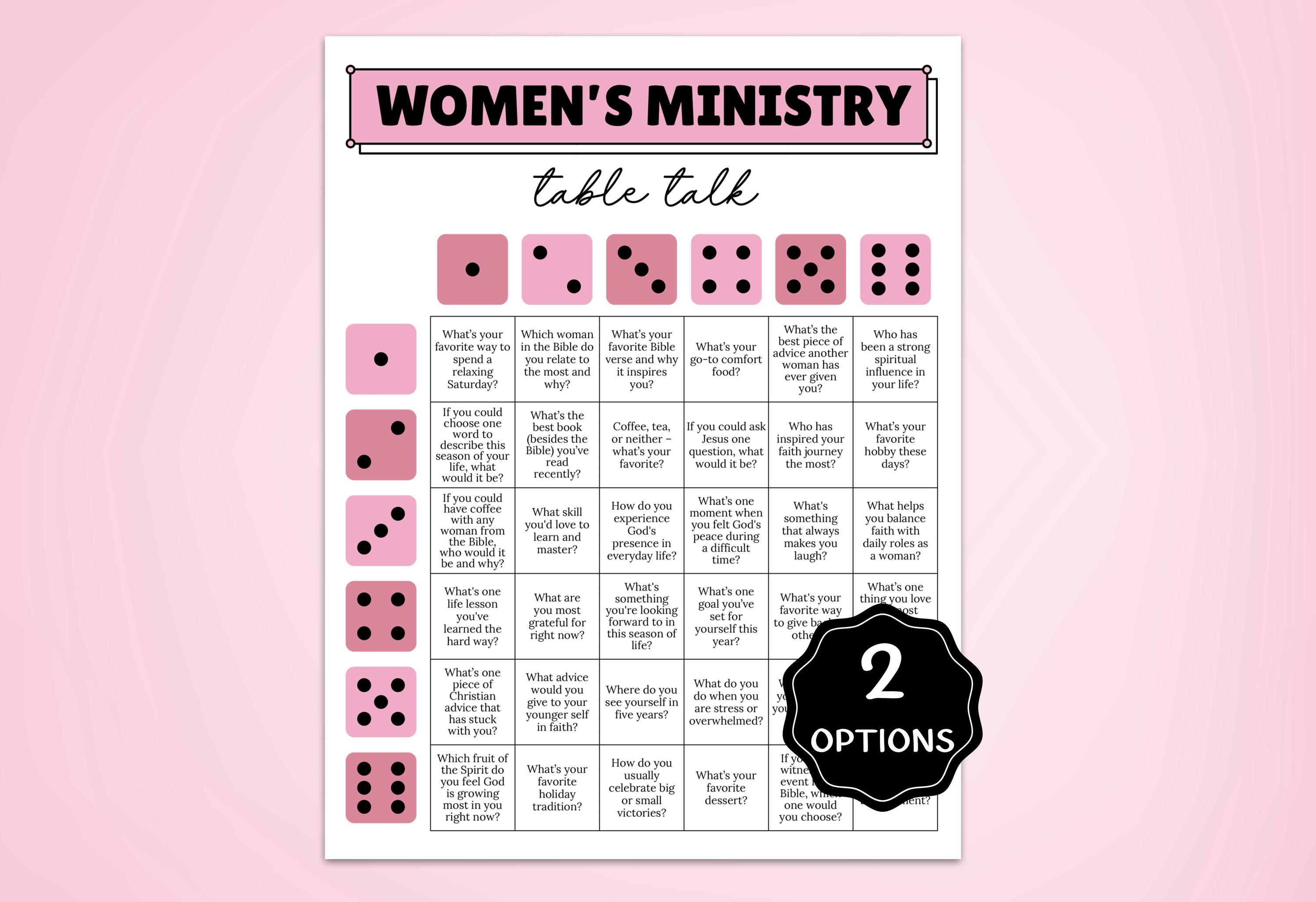 Women's Ministry Game, Christian Icebreaker Dice Game Printable, Ladies ...