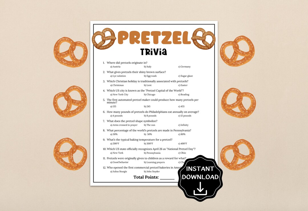 Pretzel Trivia Game, Oktoberfest Party Game for Kids & Adults, German ...