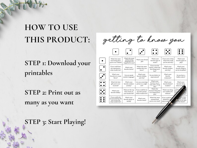 Getting to Know You Printable Game, Dicebreaker Roll and Tell Game ...