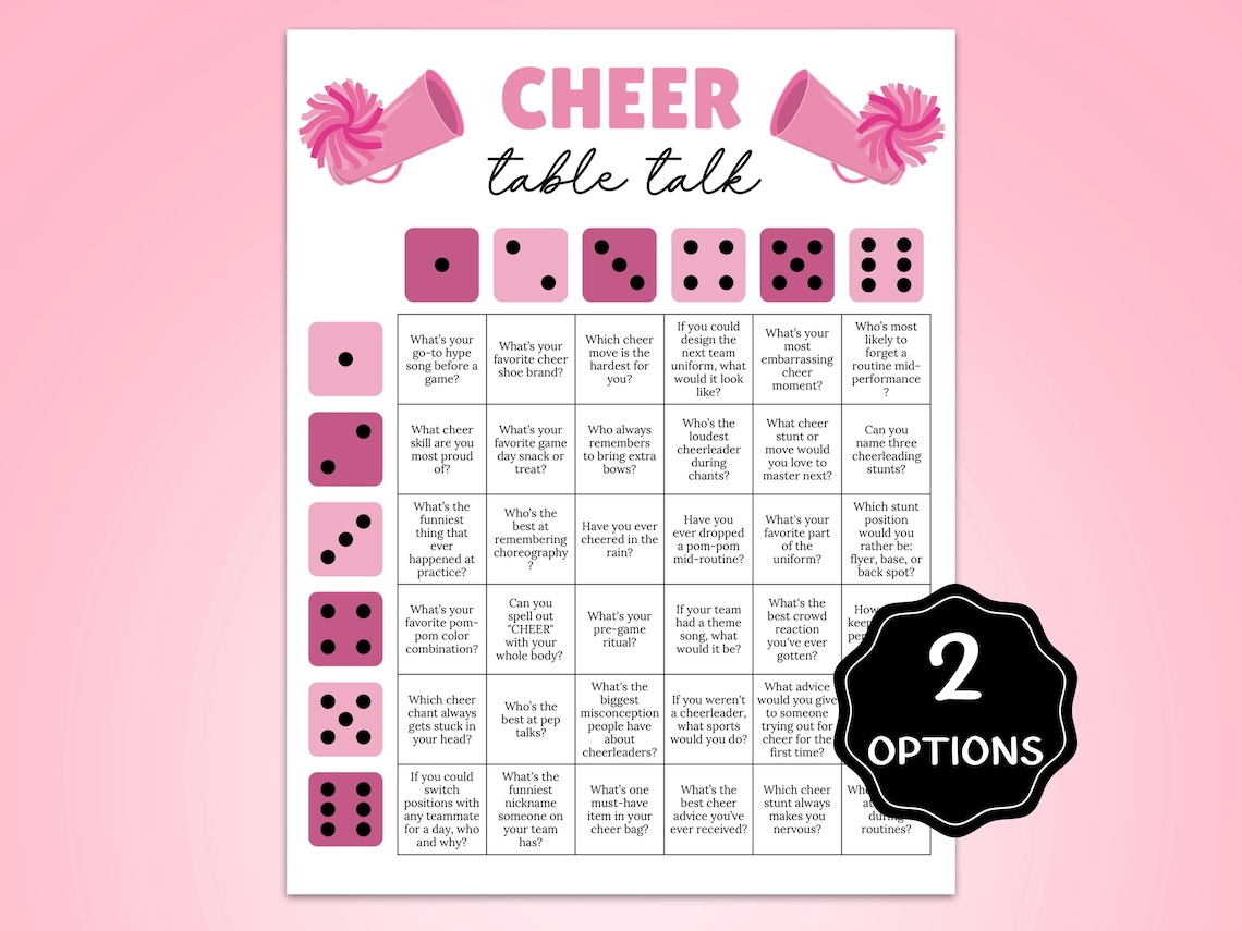 Cheer Team Bonding Game, Cheer Squad Dice Breaker Game, Cheer Team ...