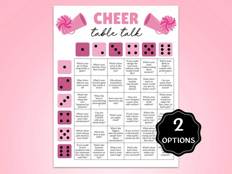 Cheer Team Bonding Game, Cheer Squad Dice Breaker Game, Cheer Team ...