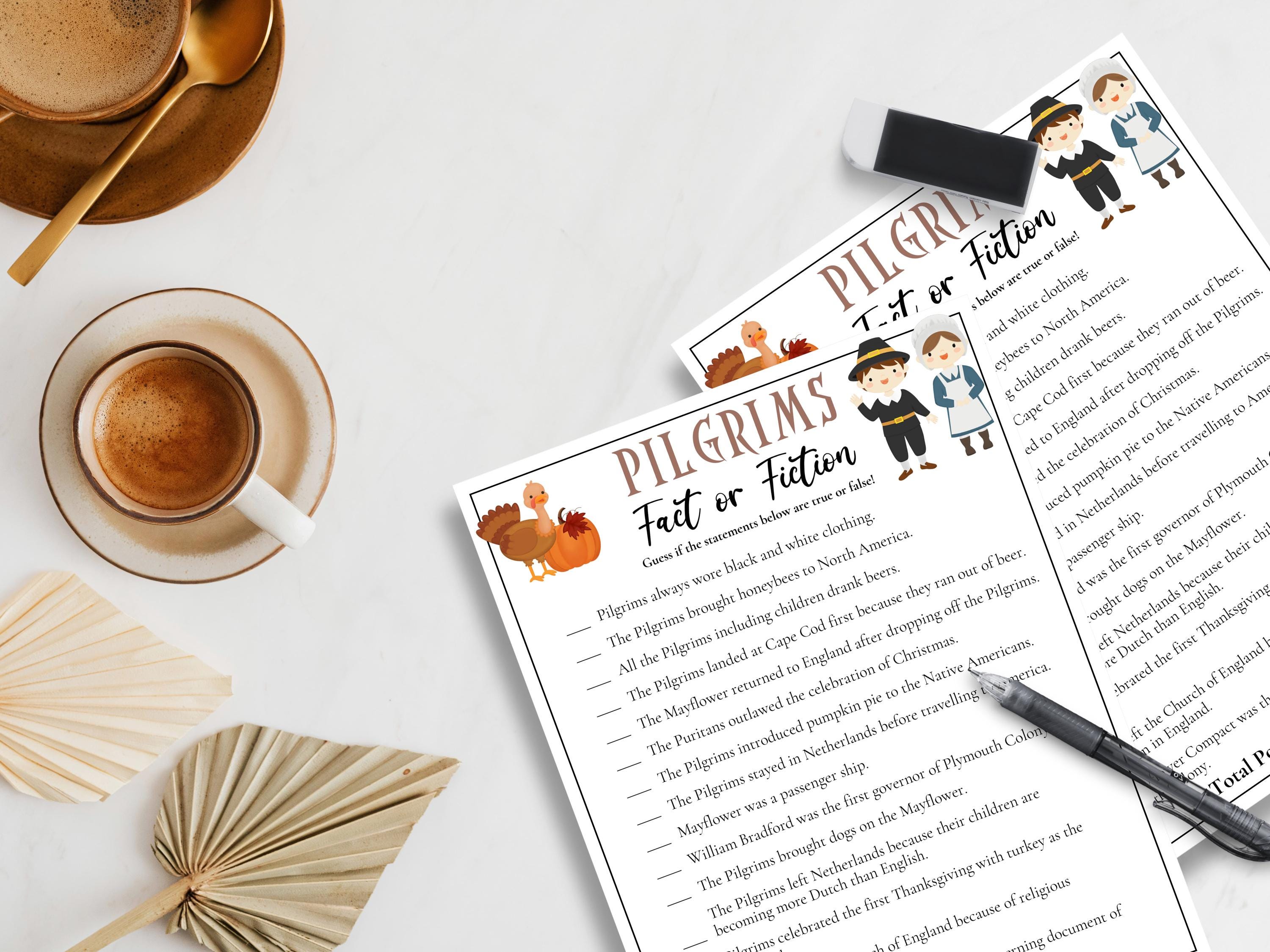 Pilgrims Fact or Fiction Game, Friendsgiving Party Game, Thanksgiving ...