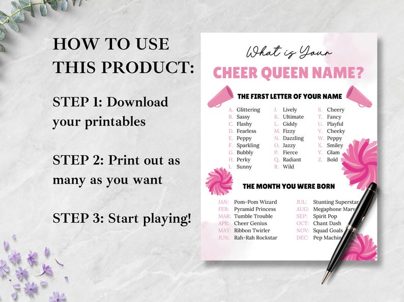 What's Your Cheer Queen Name With Name Tags, Cheer Team Bonding Game ...