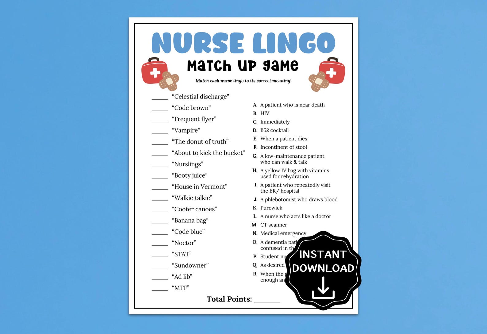 Nurse Game, Nursing Slang Trivia Game, Nurse Appreciation Week Activity ...