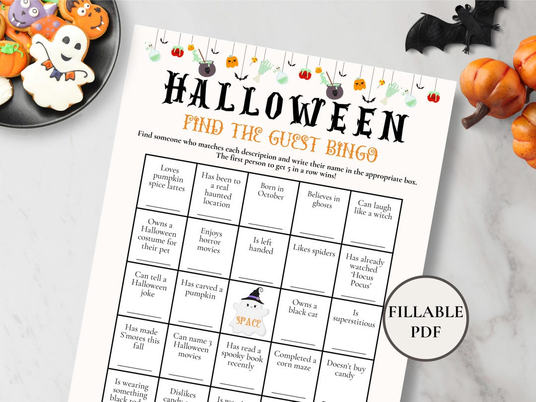 Halloween Find the Guest Bingo Game, Halloween Find Someone Who Bingo ...