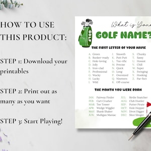 What's Your Golf Name Game With Name Tags, Printable Golf Game for Kids ...