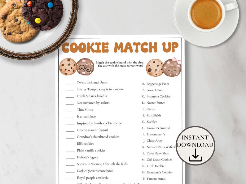 Cookie Matchup Game, Cookie Themed Games for Kids, Milk and Cookie ...