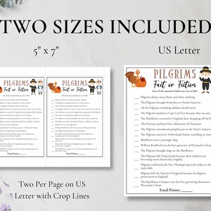 Pilgrims Fact or Fiction Game, Friendsgiving Party Game, Thanksgiving ...