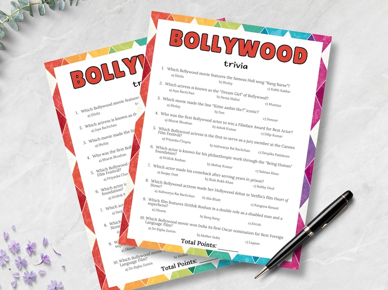 Bollywood Trivia Game, Bollywood Game, Hindi Movie Quiz, Holi Festival ...
