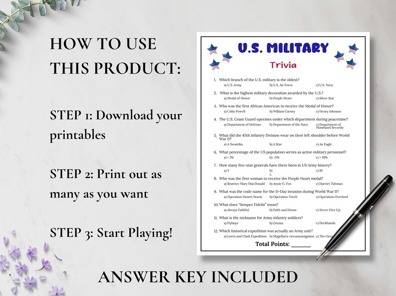 U.S. Military Trivia Quiz, Memorial Day Games for the Office, Memorial ...