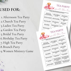 Spill the Tea Game, Tea Party Games Printable, Ladies Luncheon Game ...