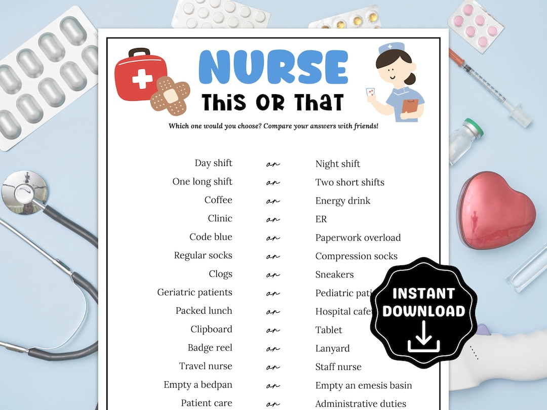 Nurse This or That Game, Printable Nurse Games, Nurse Appreciation Week ...