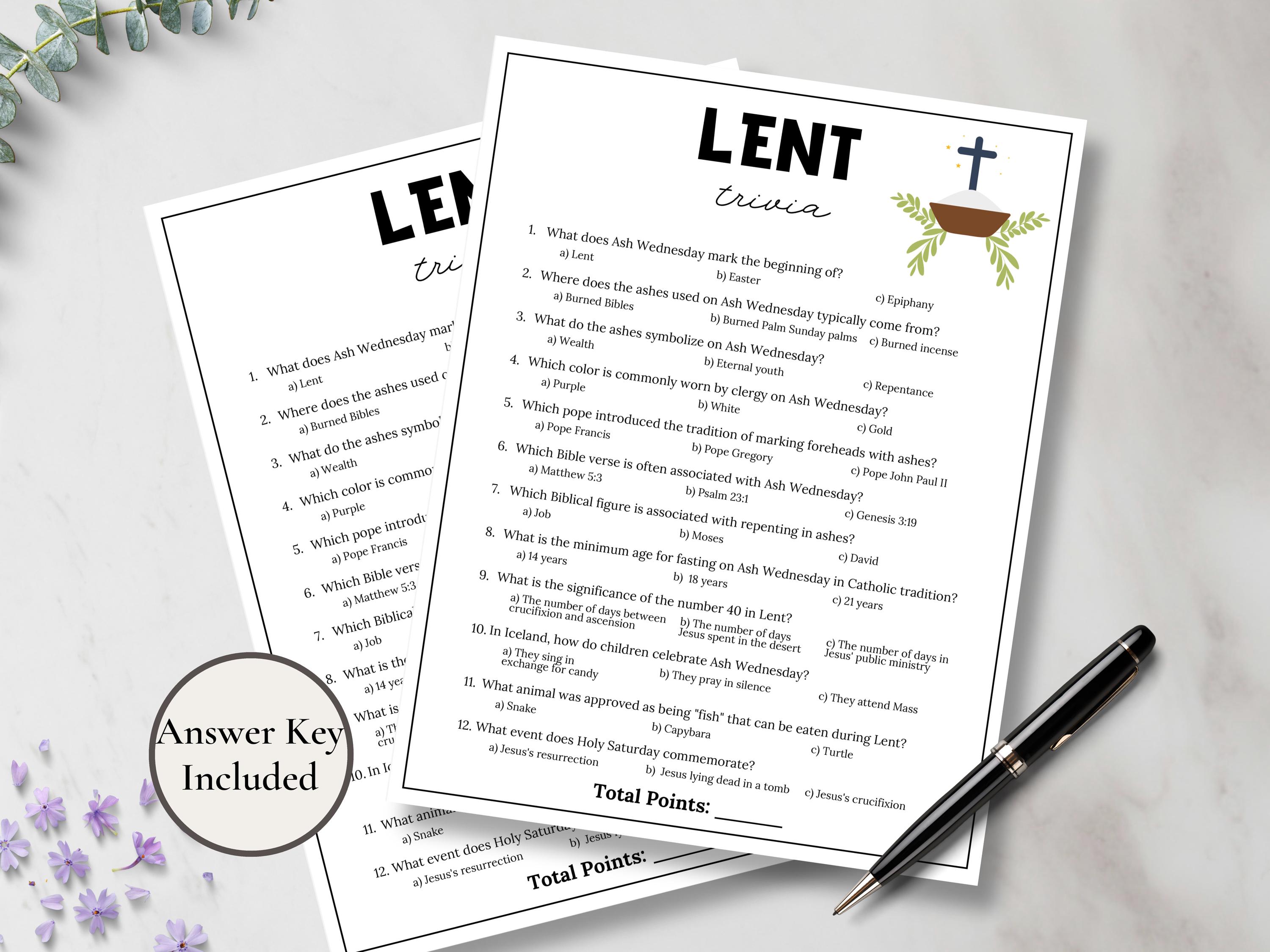 Lent Trivia Game, Easter Party Games, Sunday School Activities, Lenten ...