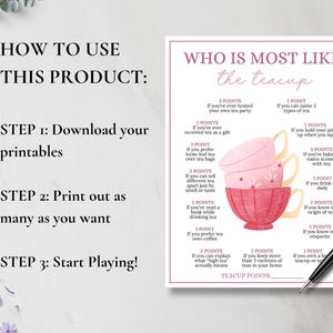 Who is Most Like the Teacup, Tea Party Game, Ladies Tea Party, Tea ...