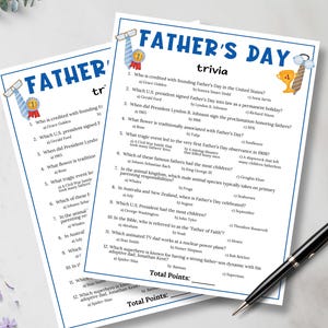 Father's Day Trivia Game, Father's Day Games Printable, Family Father's ...