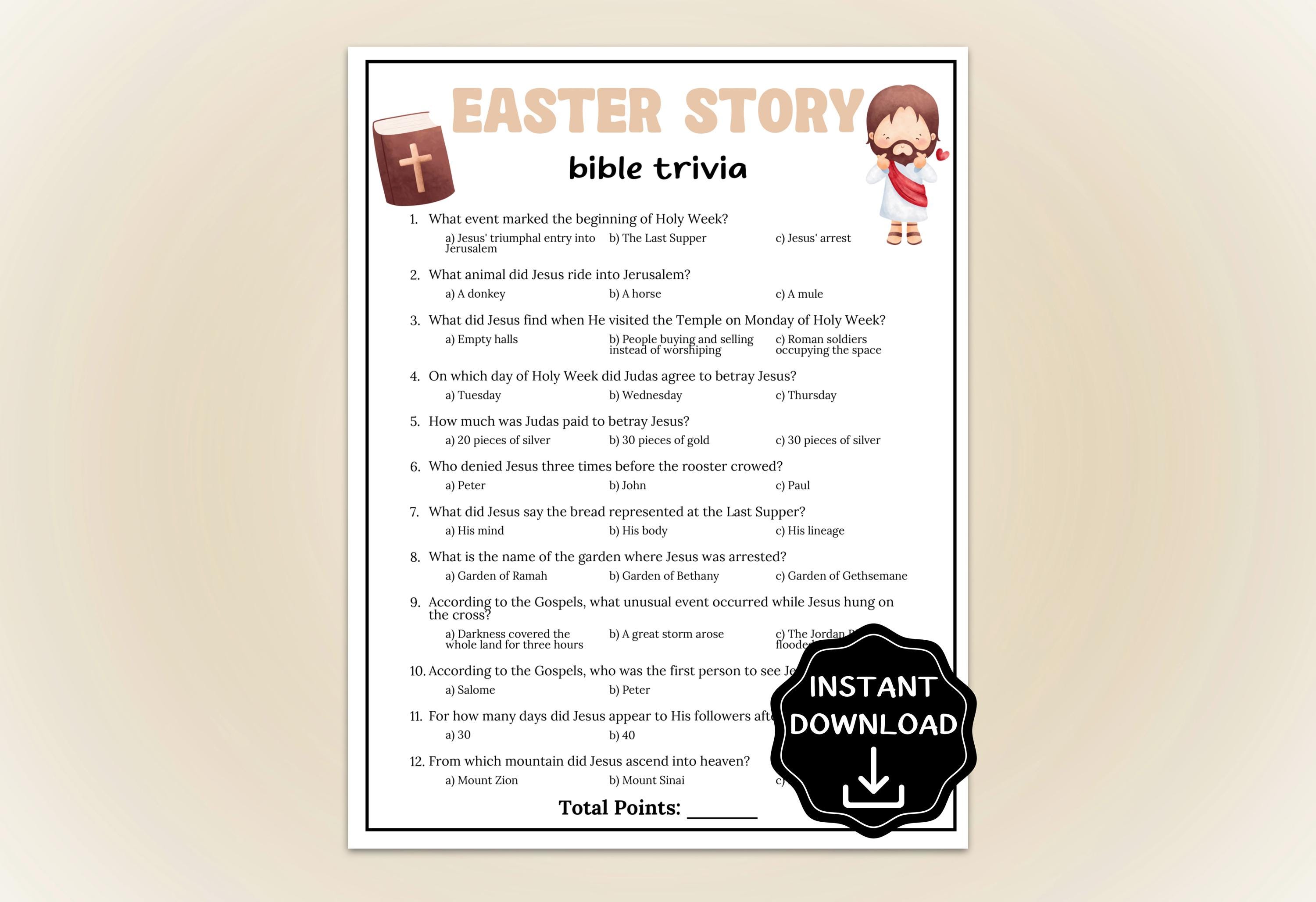 Easter Bible Trivia Game, Easter Story Games for Kids & Adults, Easter ...