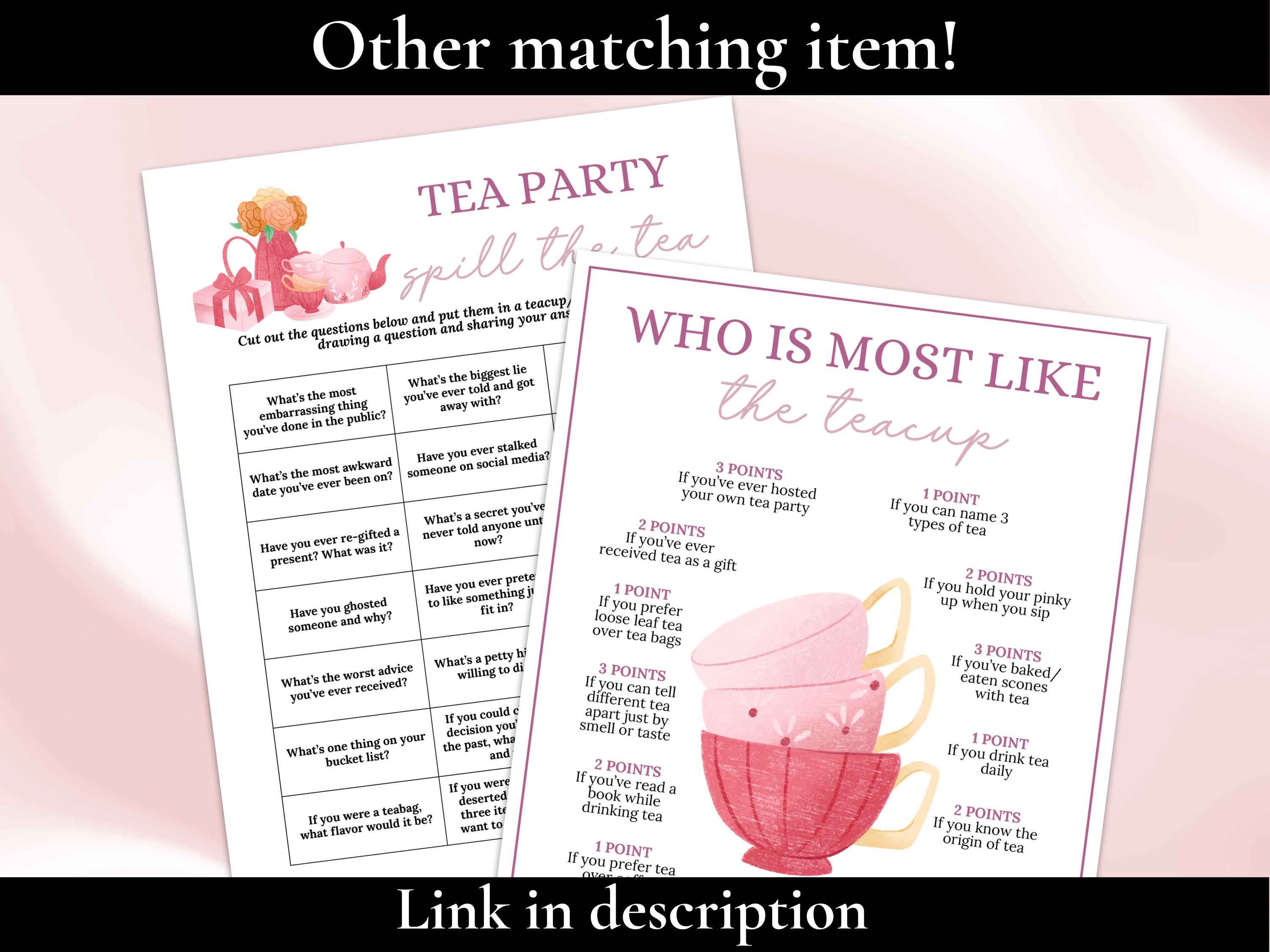 Tea Party Trivia Game, Tea Party Game, Ladies Luncheon Game,tea Party ...