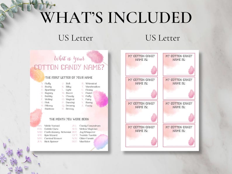 What's Your Cotton Candy Name Game With Name Tags, Fun Cotton Candy ...