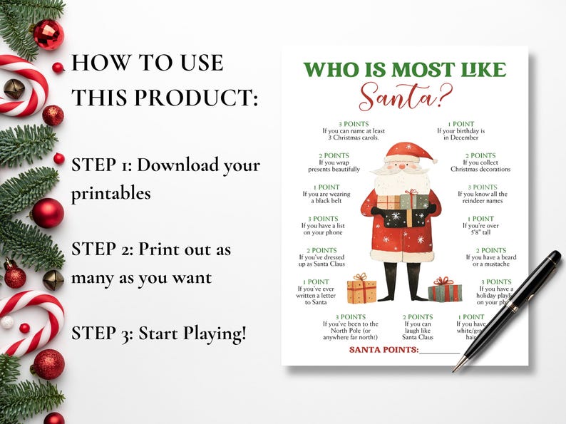 Who is Most Like Santa Game, White Elephant Game, Family Games for ...