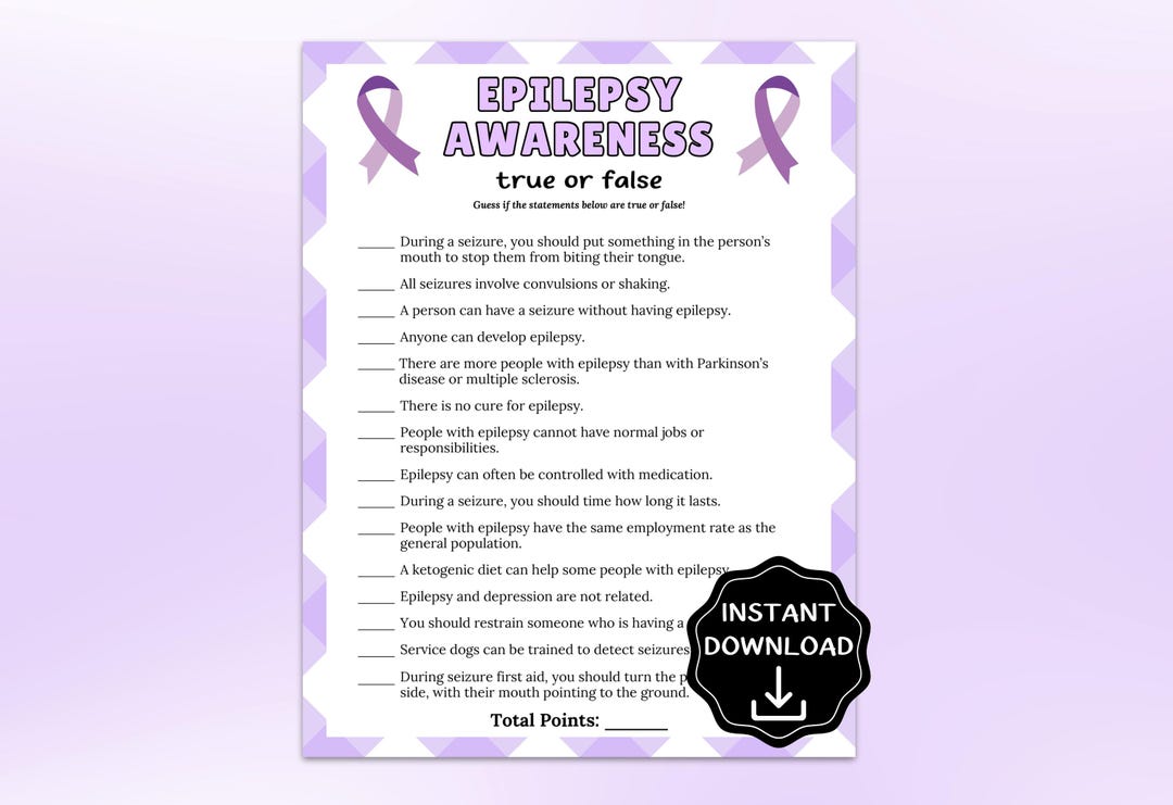 Epilepsy Awareness Trivia Game,epilepsy Day Activity for Kids & Adults ...