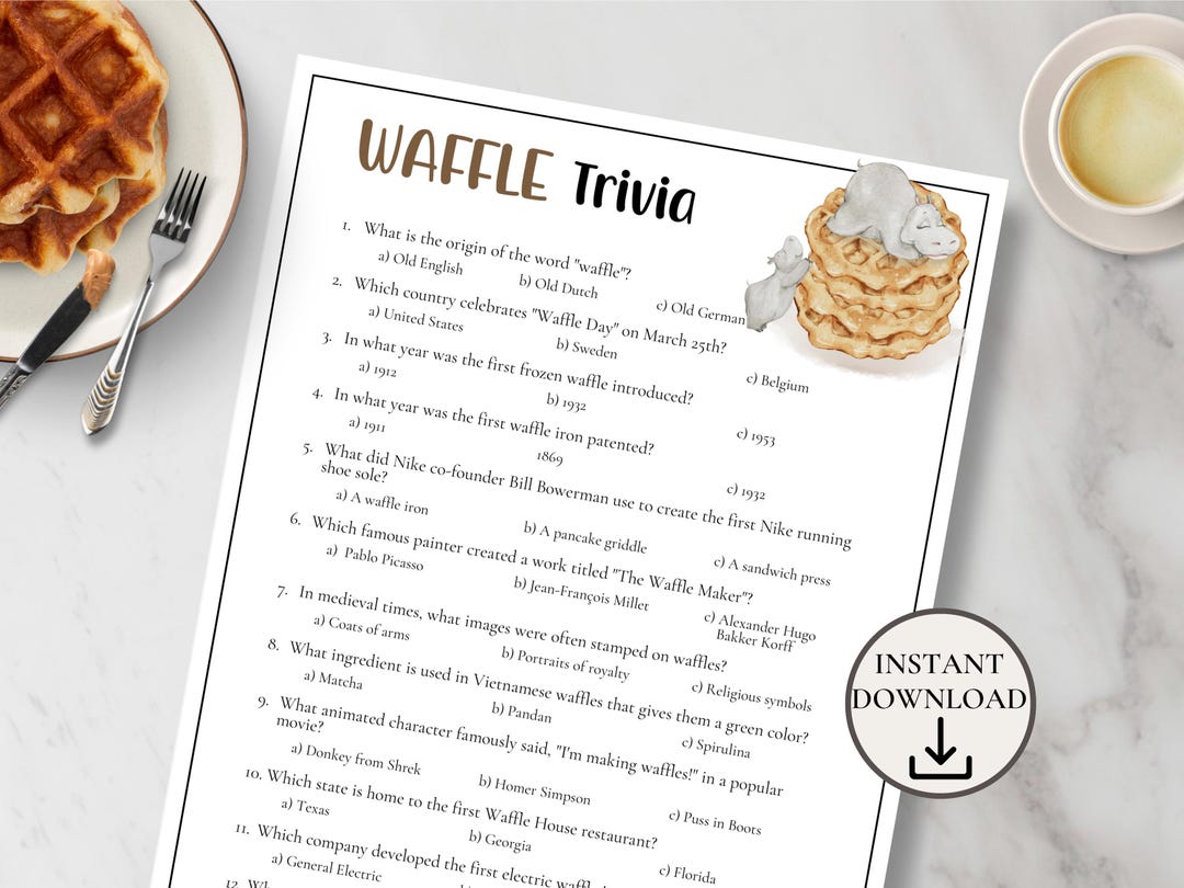 Waffle Trivia Game, Waffle Games, National Waffle Day Activities ...