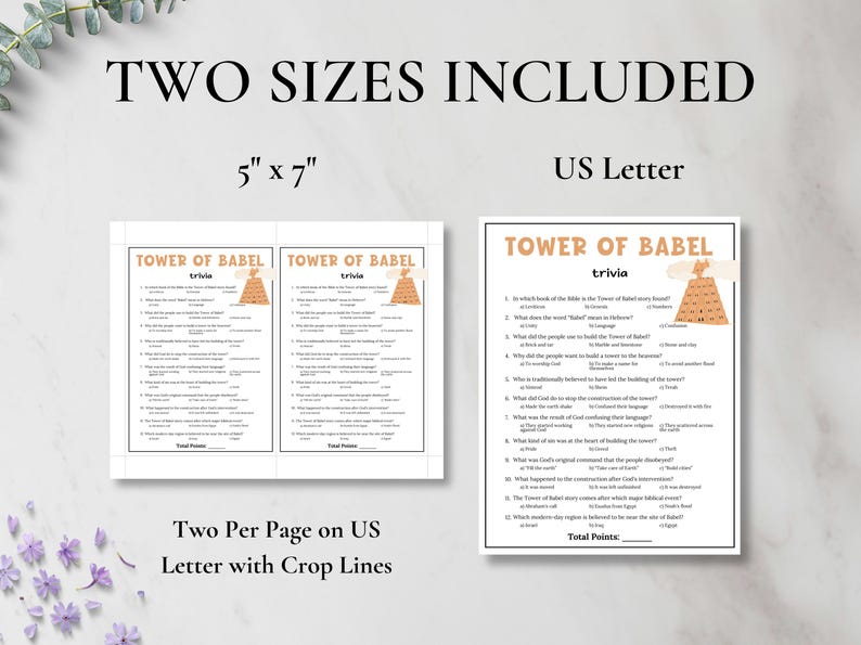Tower of Babel Trivia Game, Sunday School Bible Games for Kids, Tower ...