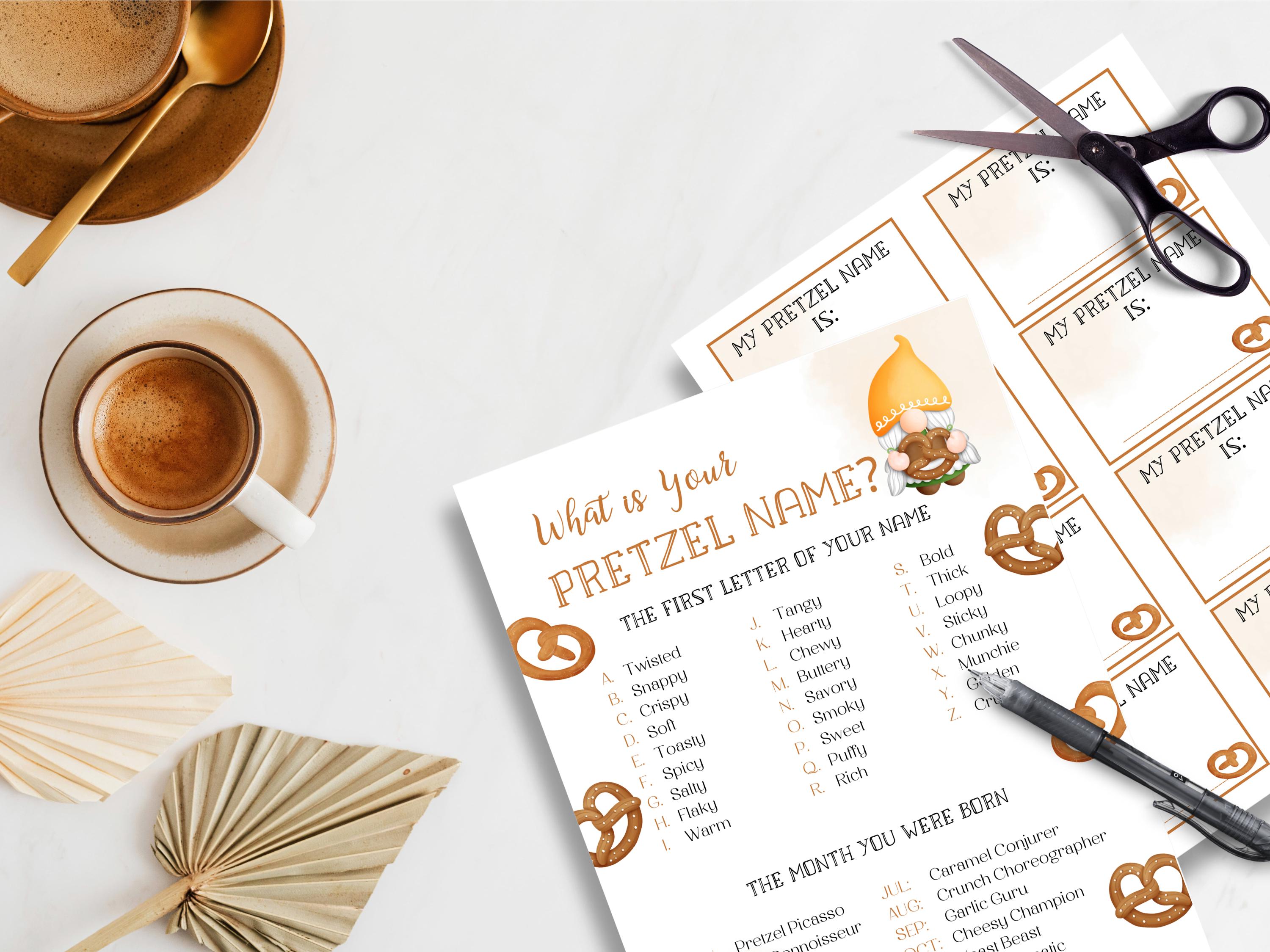 What's Your Pretzel Name Game With Name Tags, Oktoberfest Party Game ...