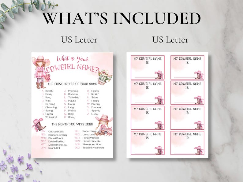 What's Your Cowgirl Name With Name Tags, Cowgirl Birthday Party ...