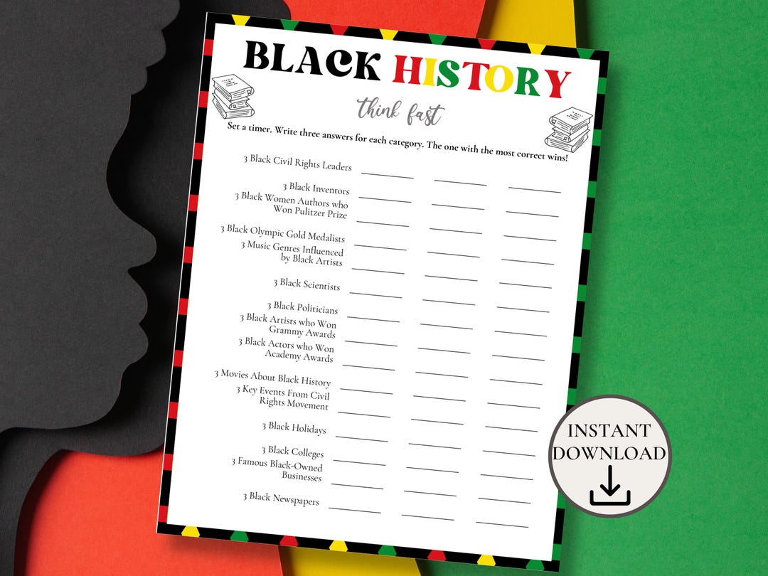 Black History Month Think Fast Game, Black History Month Games, Black ...