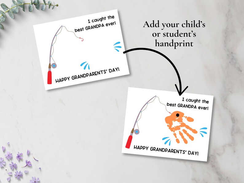 Grandpa Handprint Art, Grandparents' Day Fish Handprint Craft for ...