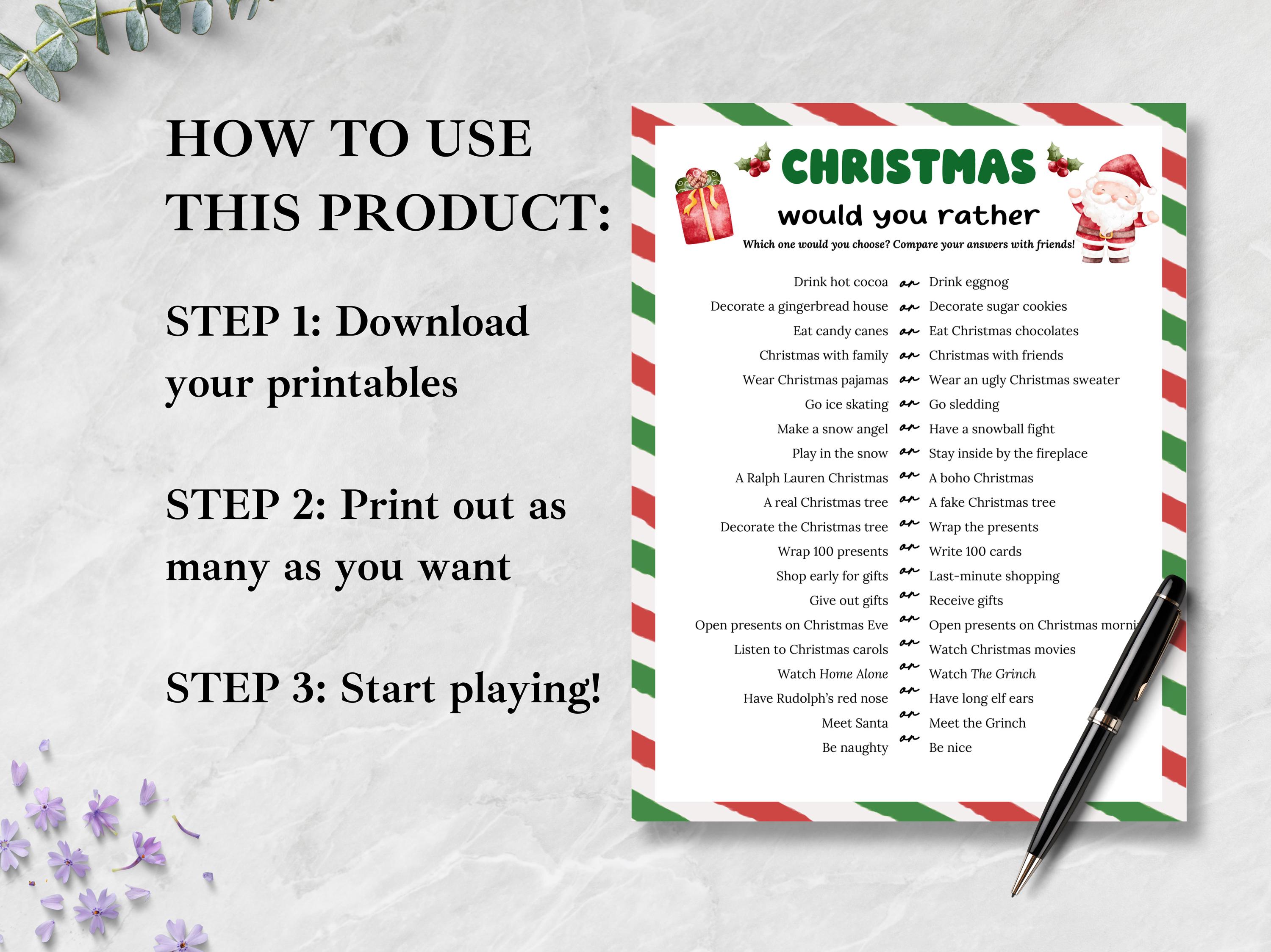 Christmas Would You Rather Game, Fun Christmas Games for Kids & Adults ...