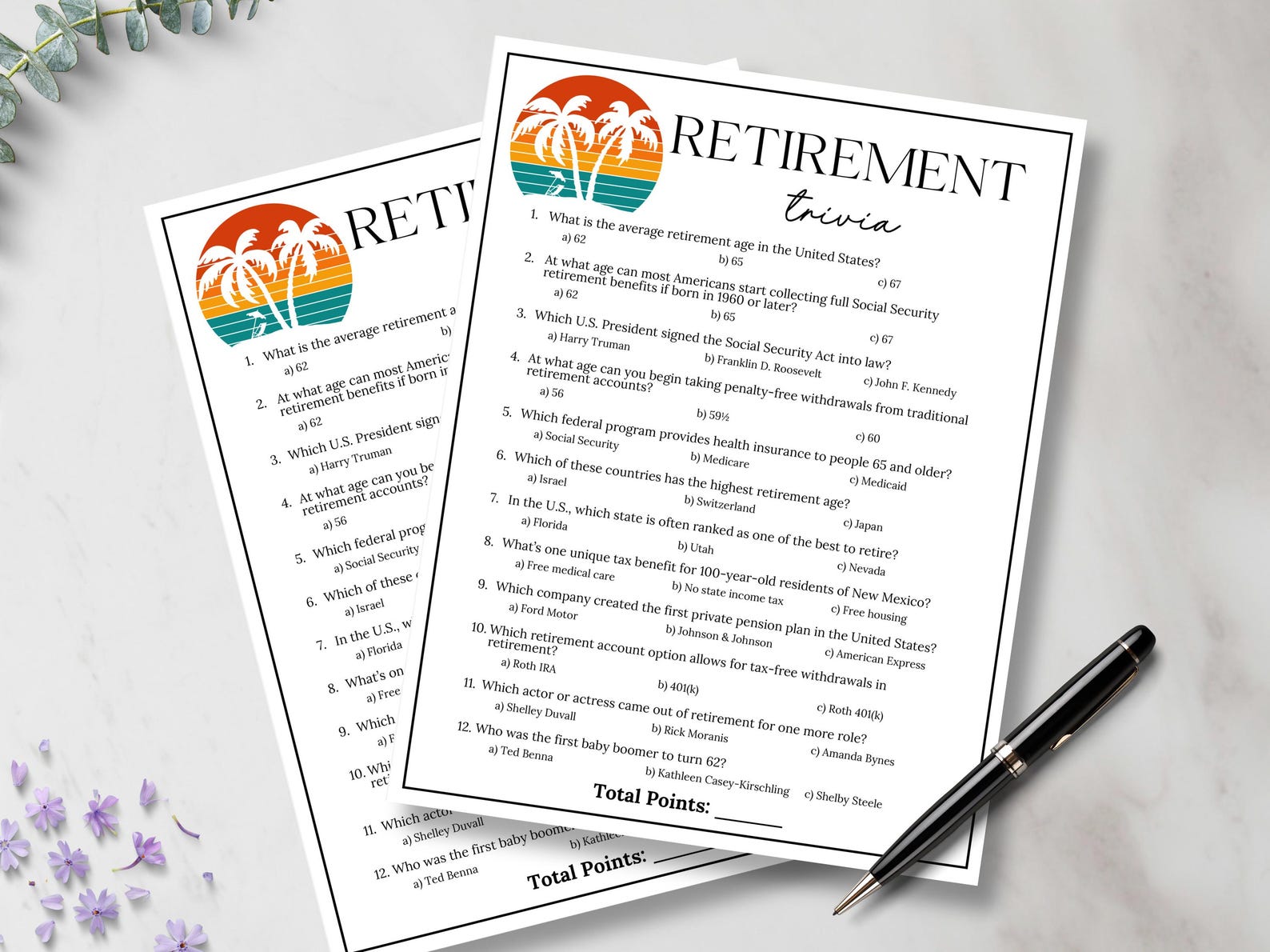 Retirement Trivia Game, Fun Coworker Retirement Party Game, Retirement ...