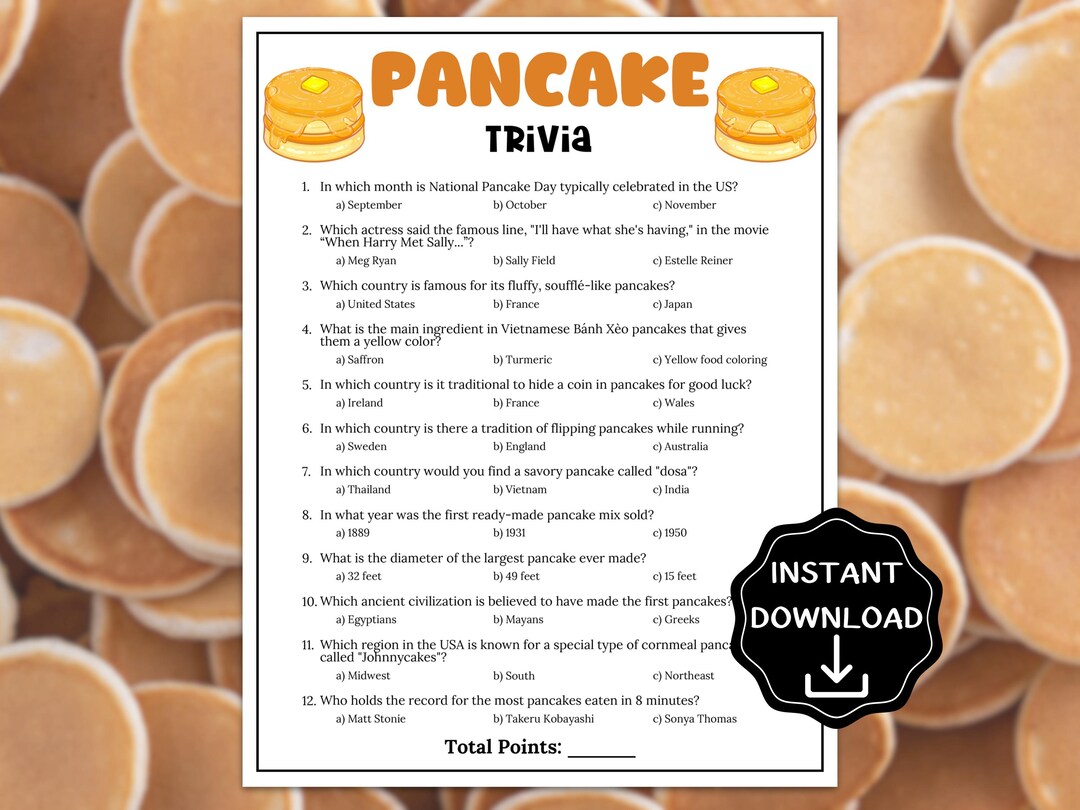 Pancake Trivia Game, Pancake Day Game for Kids & Adults, Fun Pancake ...