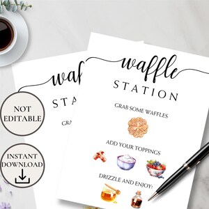 Waffle Bar Sign With Table Cards, Waffle Party, Waffle Station for ...