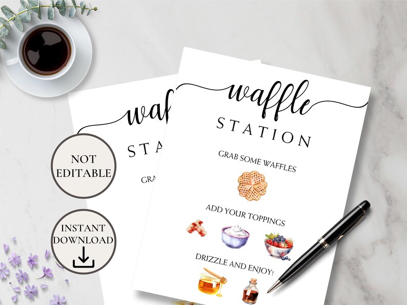Waffle Bar Sign With Table Cards, Waffle Party, Waffle Station for ...