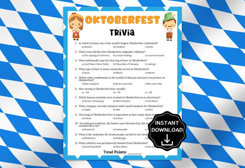 Oktoberfest Trivia Game, Oktoberfest Party Game for Kids & Adults ...