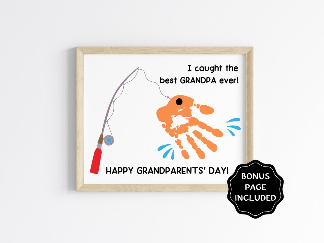 Grandpa Handprint Art, Grandparents' Day Fish Handprint Craft for ...