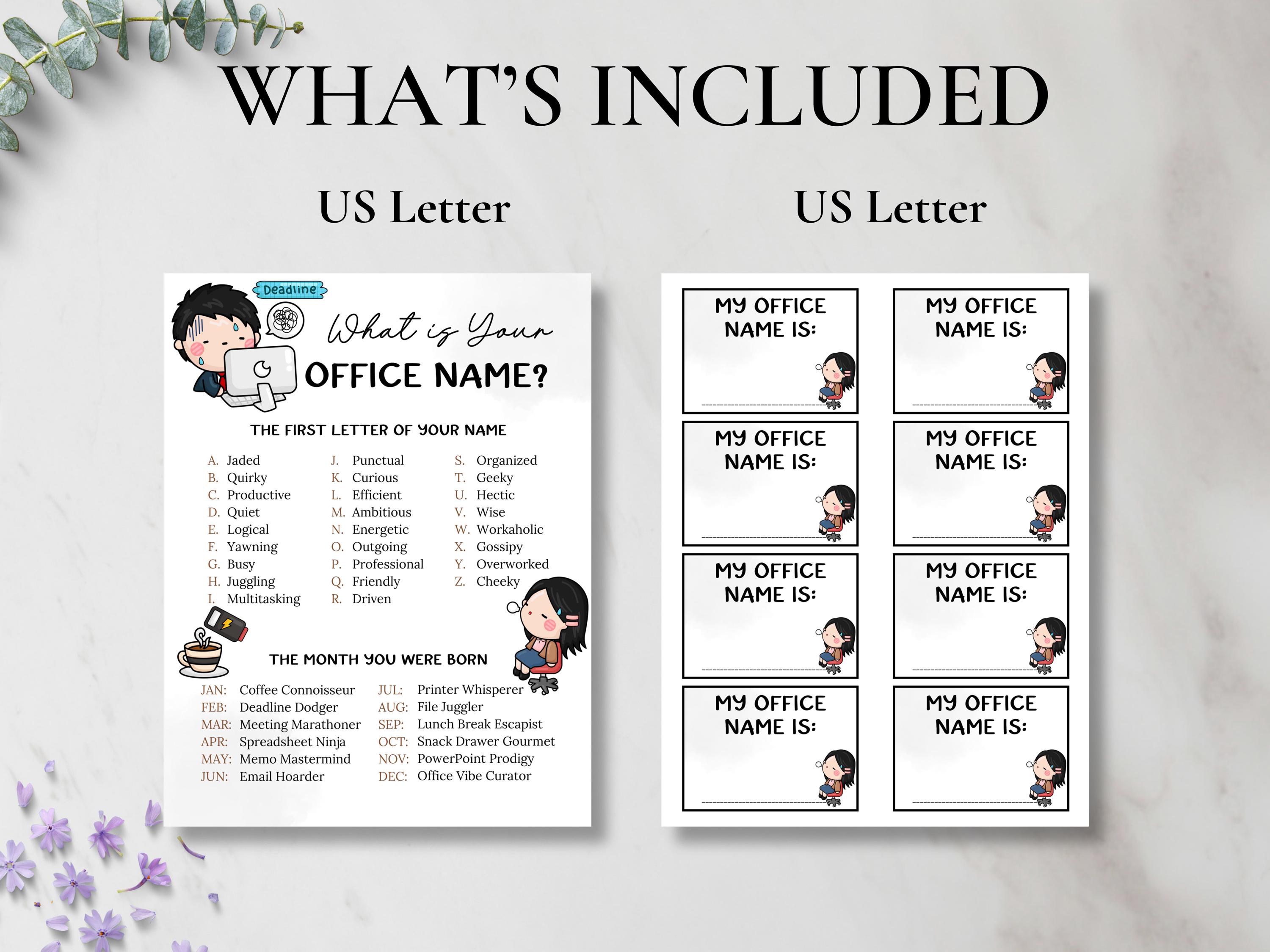 What's Your Office Name Game With Name Tags, Printable Office Party ...