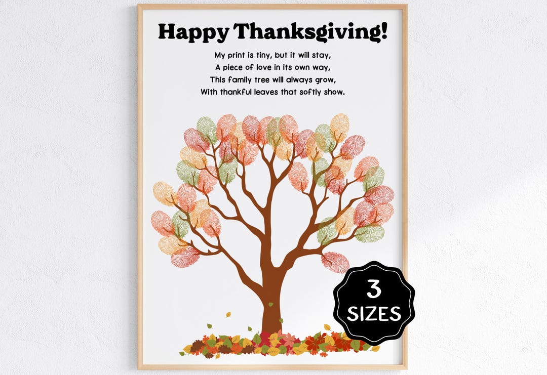 Thanksgiving Handprint Art, Tree Fingerprint Craft With Thanksgiving ...
