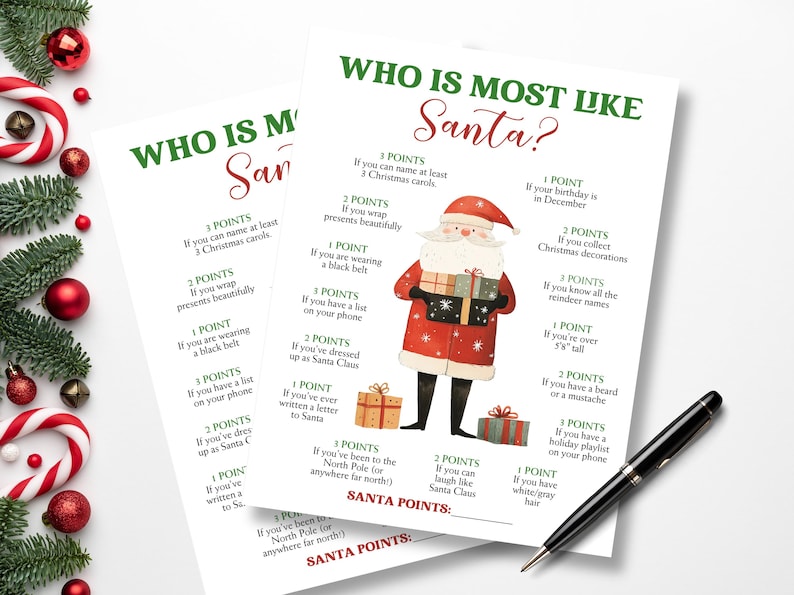 Who is Most Like Santa Game, White Elephant Game, Family Games for ...
