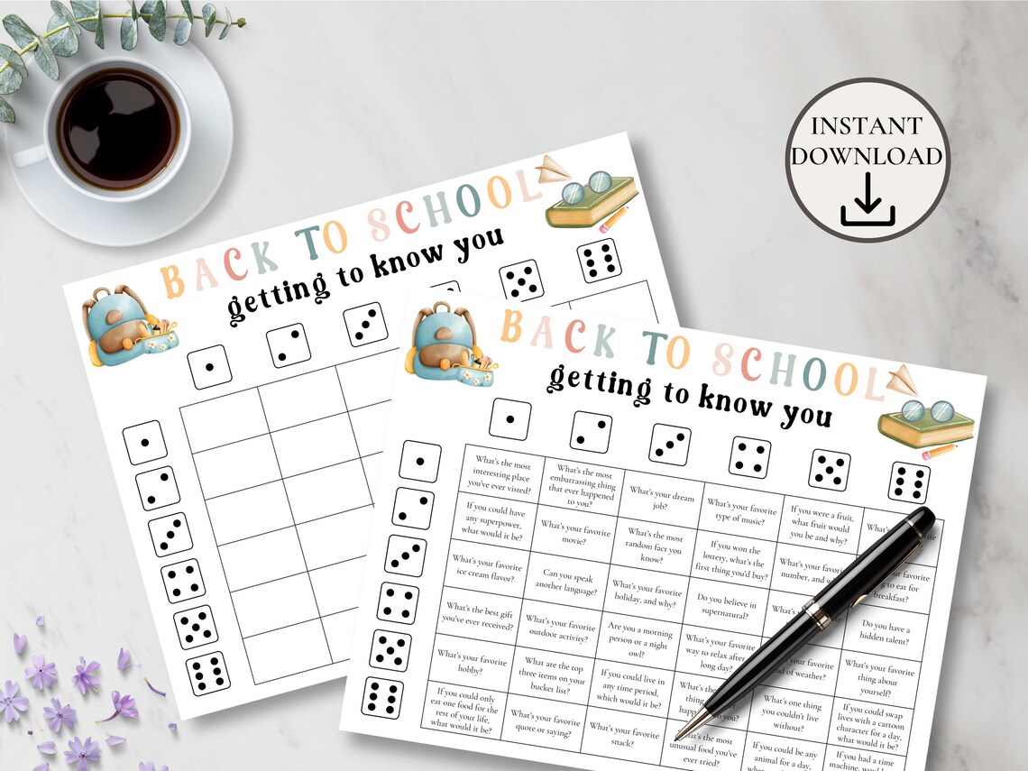 Back to School Dice Breaker, Back to School Game, Get to Know You Dice ...