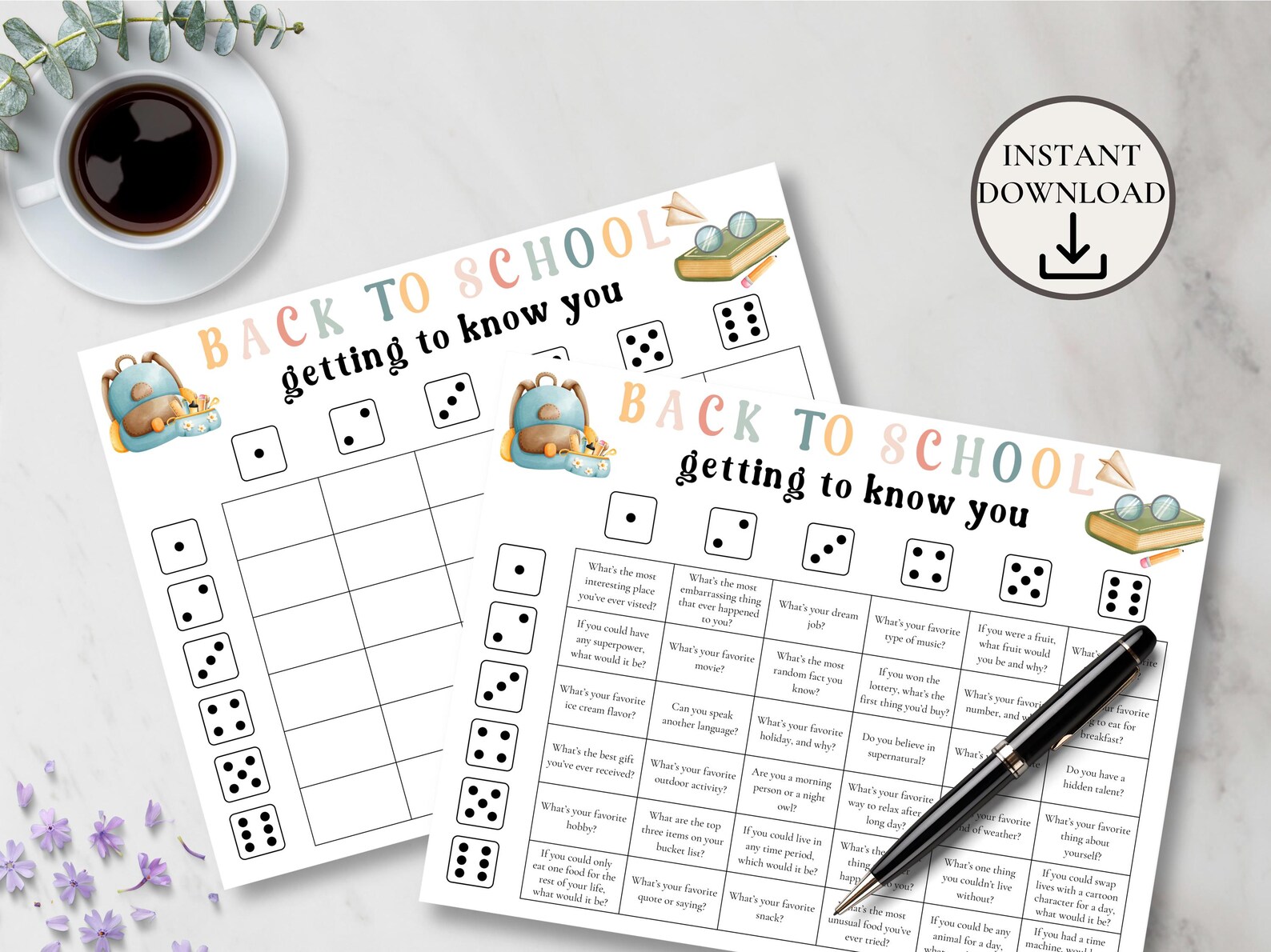 Back to School Dice Breaker, Back to School Game, Get to Know You Dice ...