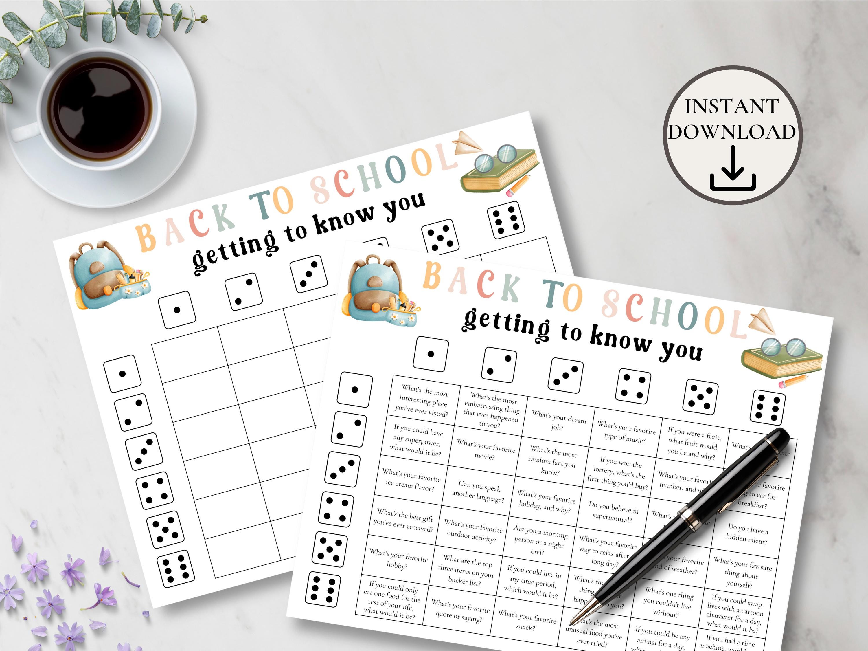 Back to School Dice Breaker, Back to School Game, Get to Know You Dice ...