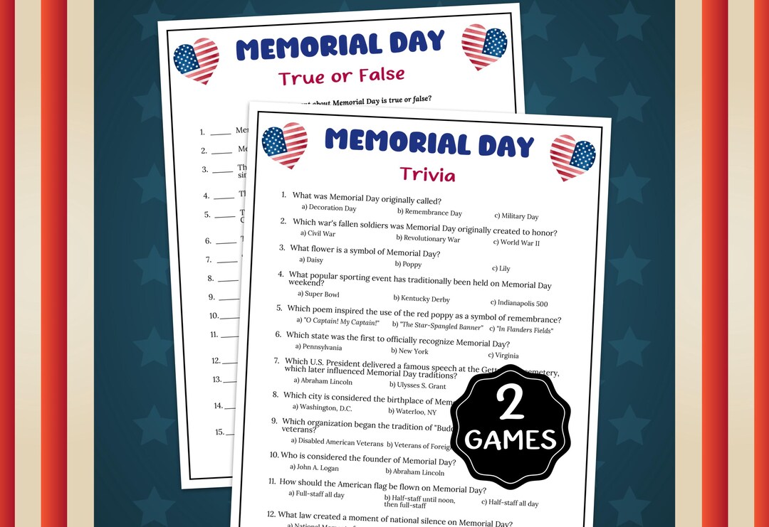 Memorial Day Trivia Games, Memorial Day Games for Kids, Adults ...