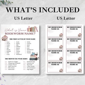 What's Your Bookworm Name With Name Tags, Book Club Games Printable ...