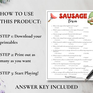 Sausage Trivia Game, Oktoberfest Party Game for Kids & Adults, German ...