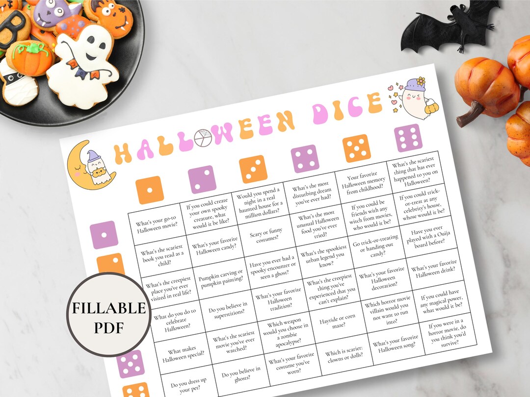 Halloween Icebreaker Printable Game, Halloween Dice Game for Kids ...