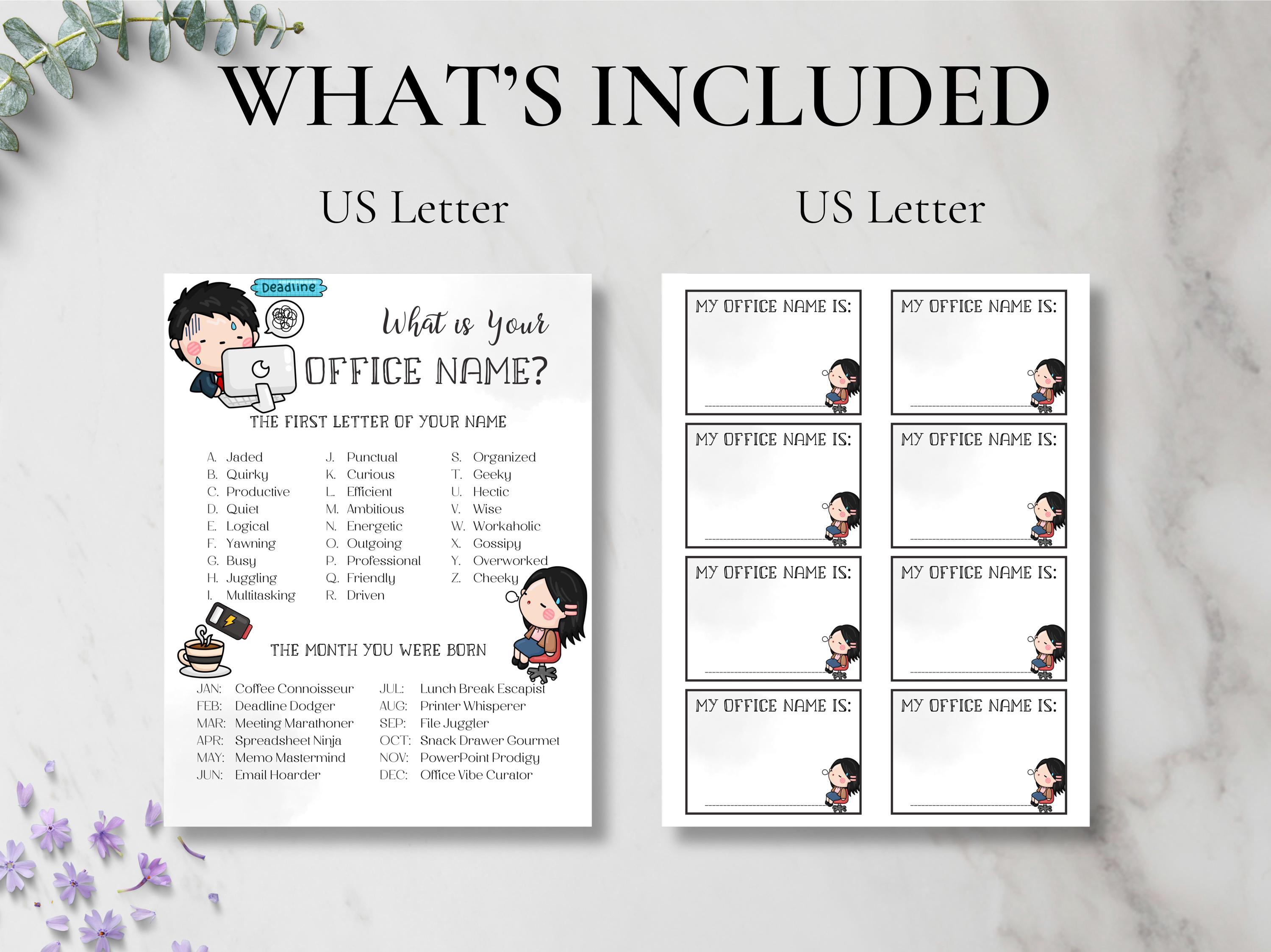 What's Your Office Name Game With Name Tags, Printable Office Party ...