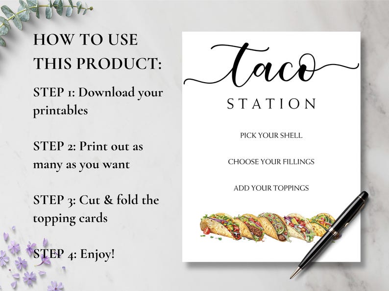 Taco Bar Sign With Table Cards, Taco Tuesday Party, Printable Fiesta ...