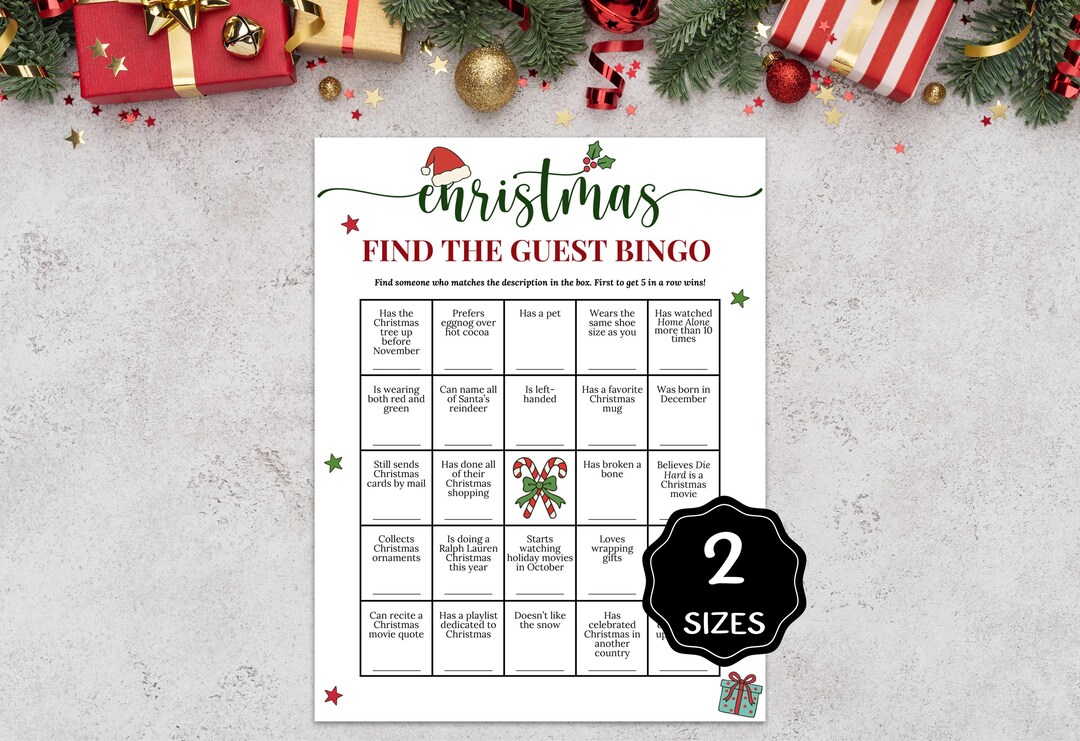 Christmas Find the Guest Bingo Game, Christmas Icebreaker Game, Find ...